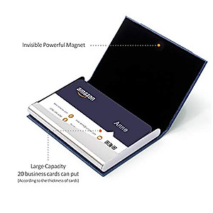 Padike Business Card Holder, Business Card Case Professional PU Leather & Stainless Steel Multi Card Case,Business Card Holder Wallet Credit Card ID Case/Holder for Men & Women. (Blue)