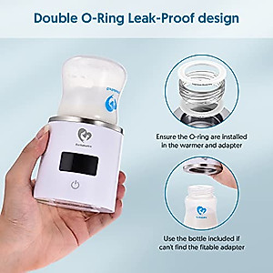 Portable Bottle Warmer, Bellababy Cordless Rechargeable Baby Bottle Warmer for Travel, with Bottle & 4 Leak-Proof Adapters, 4 Accurate Temperature Adjustable for Breastmilk or Formula