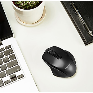 Amazon Basics Ergonomic Wireless PC Mouse - DPI Adjustable - Black & Gaming Computer Mouse Pad - Black