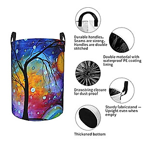 UMBRELO Life Tree Large Laundry Hamper, Colorful Laundry Basket Dorm Creative Trees Dirty Cloth Hampers Waterproof With Leather Handle, For Bathroommedium