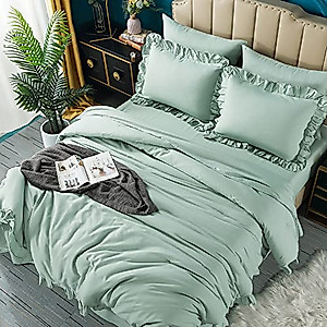 Andency Sage Green Comforter Set Queen, 7 Pieces Bed in A Bag Queen, All Season Bedding Comforter Set, Lightweight and Soft Microfiber Bed Set with Comforters, Sheets, Pillowcases & Shams
