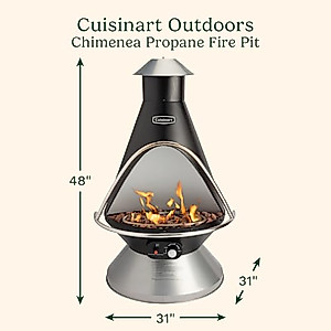 Cuisinart Chimenea Propane Fire Pit, 40,000 BTU Coated Steel Outdoor Propane Heater with Lava Rocks and Directional Heat, Adjustable Fire Pit with Safety Shutoff for Patios and More