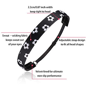 SATINIOR 8 Pcs Soccer Headband for Girl Non Slip Soccer Hairband Adjustable Elastic Sport Hair Accessories for Women Players Fans