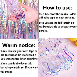 3 Packs 3.3ft x 6.6ft Shiny Corlorful Metallic Tinsel Foil Fringe Curtains Photo Booth Props for Birthday Engagement Bridal Shower Baby Shower Bachelorette Holiday Celebration Party Decorations