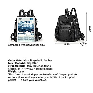 Artwell Backpack Purse for Women Fashion PU Leather Designer Travel Large Ladies Shoulder Bags Tote Tassel Rucksack (Black)