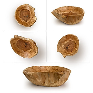 Wooden Bowl, Handmade Wooden Bowls with Wood Bead Garland, Natural, Fruit Bowl, Key Bowl for Decor, 8in-10in