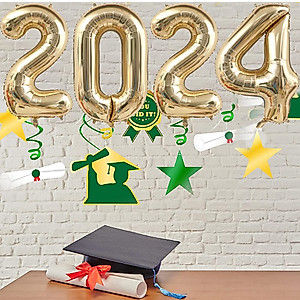 2024 Balloons Huge Light Gold 40 Inch 20-24-22-40 Large Champagne Gold Helium Mylar Foil Number Balloon Anniversary Festival Birthday Halloween Party Supplies Big Class of 2024 Graduation Decoration