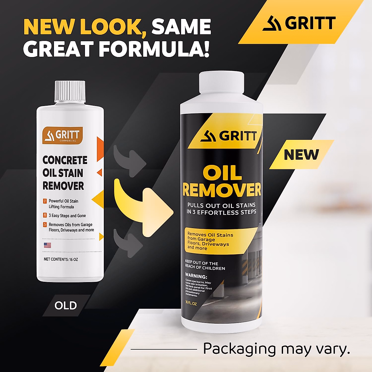 GRITT COMMERCIAL Concrete Oil Stain Remover | All Purpose Concentrated Cleaner for Oil, Grease, and Rust | Removes Stains from Concrete and Asphalt Driveways, Garages, and Patios 16oz