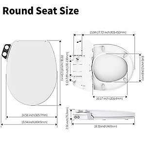 Toilet Seat Bidet Attachment, PHflo Manual Bidet Toilet Seat, Non-electric Bidet Seat Fits Round Toilets,Ambient Water Temperature,Dual Nozzle with Quick-Release Removable for Cleaning