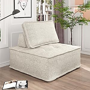 BALUS Sectional Sofa Couch, Modern Floor Sofa Couch with Soft Fabric, Armless Design for Living Room, Bedroom, Free Combination,6 PCS Beige