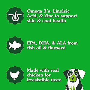 Greenies Supplements Dog Skin and Coat Supplements with Fish Oil & Omega 3 Fatty Acids, Chicken Flavor, 80 Count Soft Chews, 14.7 oz.