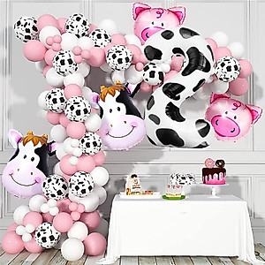 LEBERY Cow Print Balloons 40 Inch Cow Print Number 2 Balloon Big Number 2 Balloon Moo Moo Im Two Birthday Decorations Cowgirl Theme Number Balloon for 2nd Birthday Farm Barn Animal Party Decor