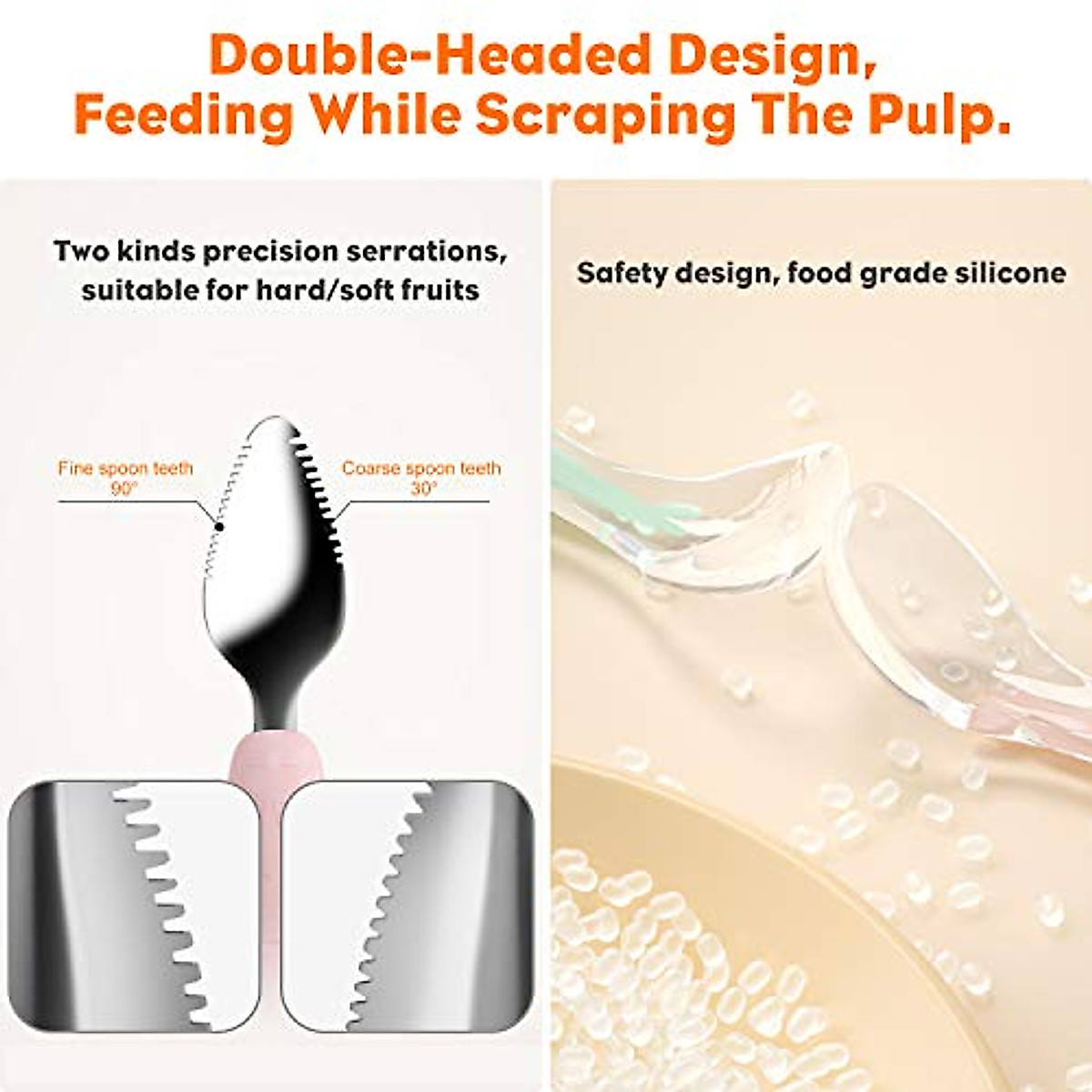 Baby Feeding Supplies Baby Fruit Spoon and Bib BPA Free Baby Food Feeder(Pink)