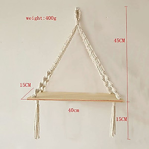 TJLSS Handmade Floating Shelf Solid Wood Flower Stand Wall Hanging Partition Woven Tapestry Home Living Room Decoration Board