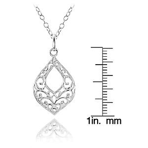Hoops & Loops Sterling Silver Open Teardrop Filigree Necklace