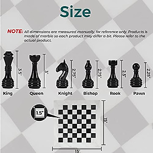 RADICALn 15 Inches Handmade White and Black Weighted Full Chess Game Set - Staunton and Ambassador Style Marble Tournament Chess Sets for Adults