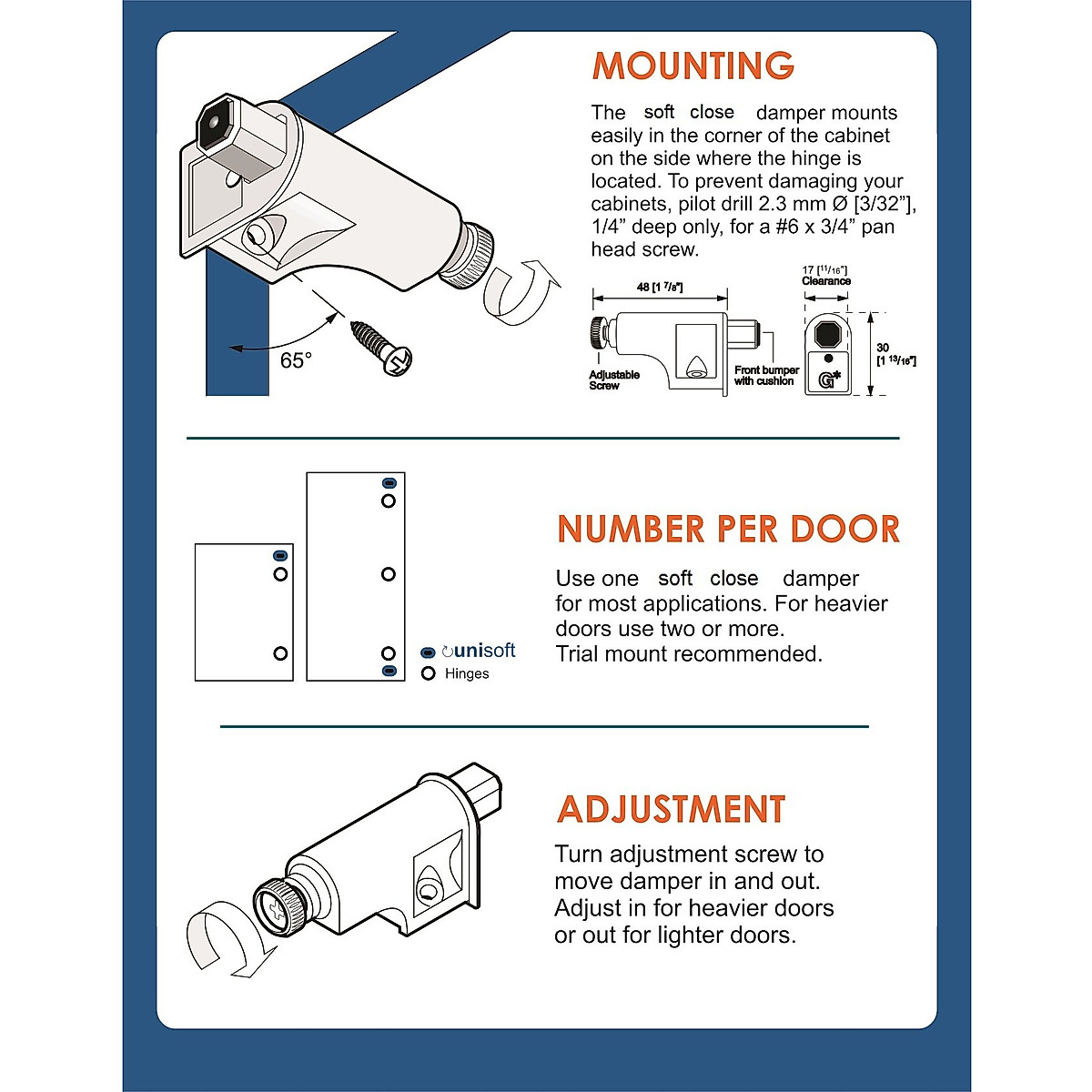 Rok Hardware 10 Pack Soft Close Damper for Cabinet Doors/Compact/SoftClose Cabinet Adapter/Polished Nickel/Hardware/Hinge SCD103