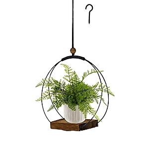 hismocal Hanging Planters for Indoor Plants, Black Plant Hanger Indoor with Sturdy Wood Base, Modern Boho Macrame Plant Hanger, Hanging Wall Ceiling Window Home Decor (Plants/Pots Not Included)