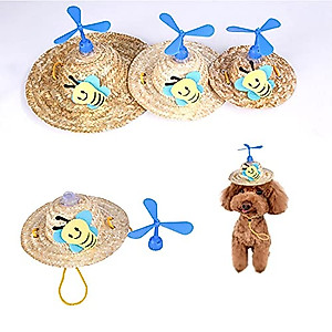 Pet Mini Dog Hat Dog Straw Hat Cat Hat Sombrero Woven Cat Hat Dog Sun Cap Cat Sunhat Puppy Cap Small Windmill Hat Outdoor Sun Protection Hat for Photo Props