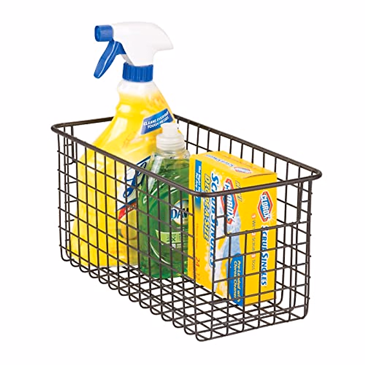 mDesign Metal Wire Food Storage Basket Organizer with Handles for Organizing Kitchen Cabinets, Pantry Shelf, Bathroom, Laundry Room, Closets, Garage - Concerto Collection - 4 Pack - Bronze