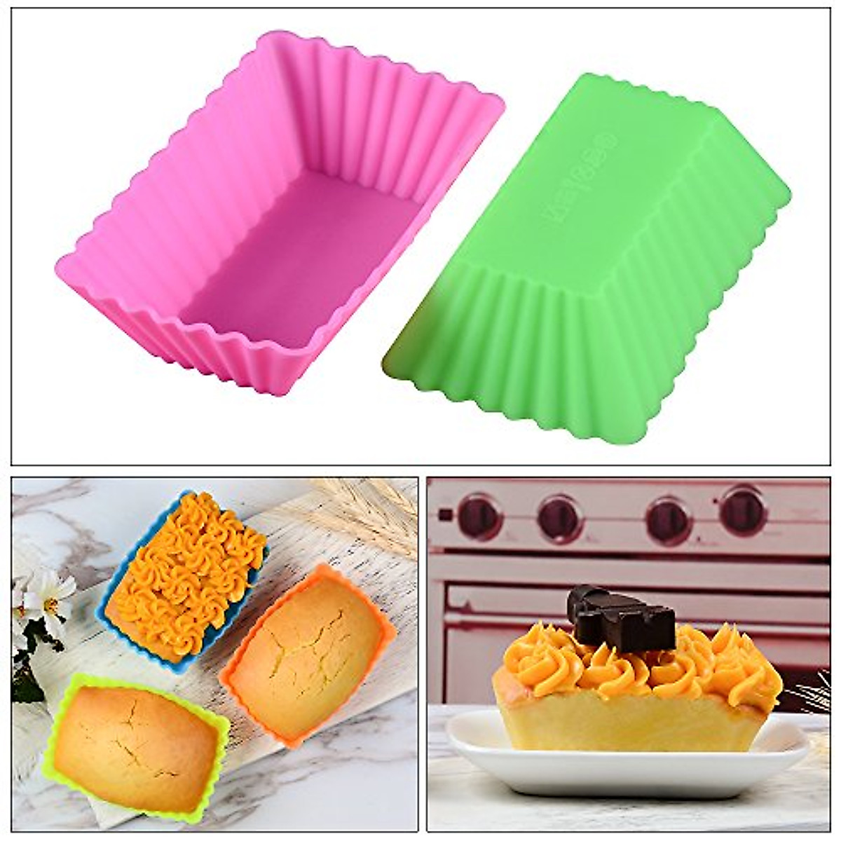 Silicone Baking Cups Cupcake Liners - 24Pcs Reusable Silicone Molds Including Round, Rectanguar, Square, Flower BPA Free Food Grade Silicone