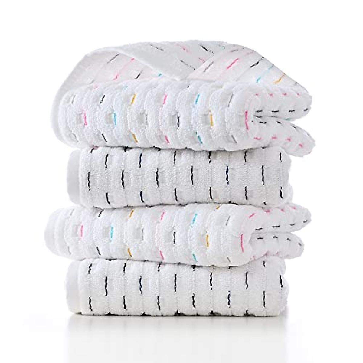 YiLUOMO White Hand Towels Black to Blue Striped Design Super Soft 100% Terry Cotton Highly Absorbent Decorative Hand Towel for Bathroom (13 x 29 Inch, 2 Pieces)