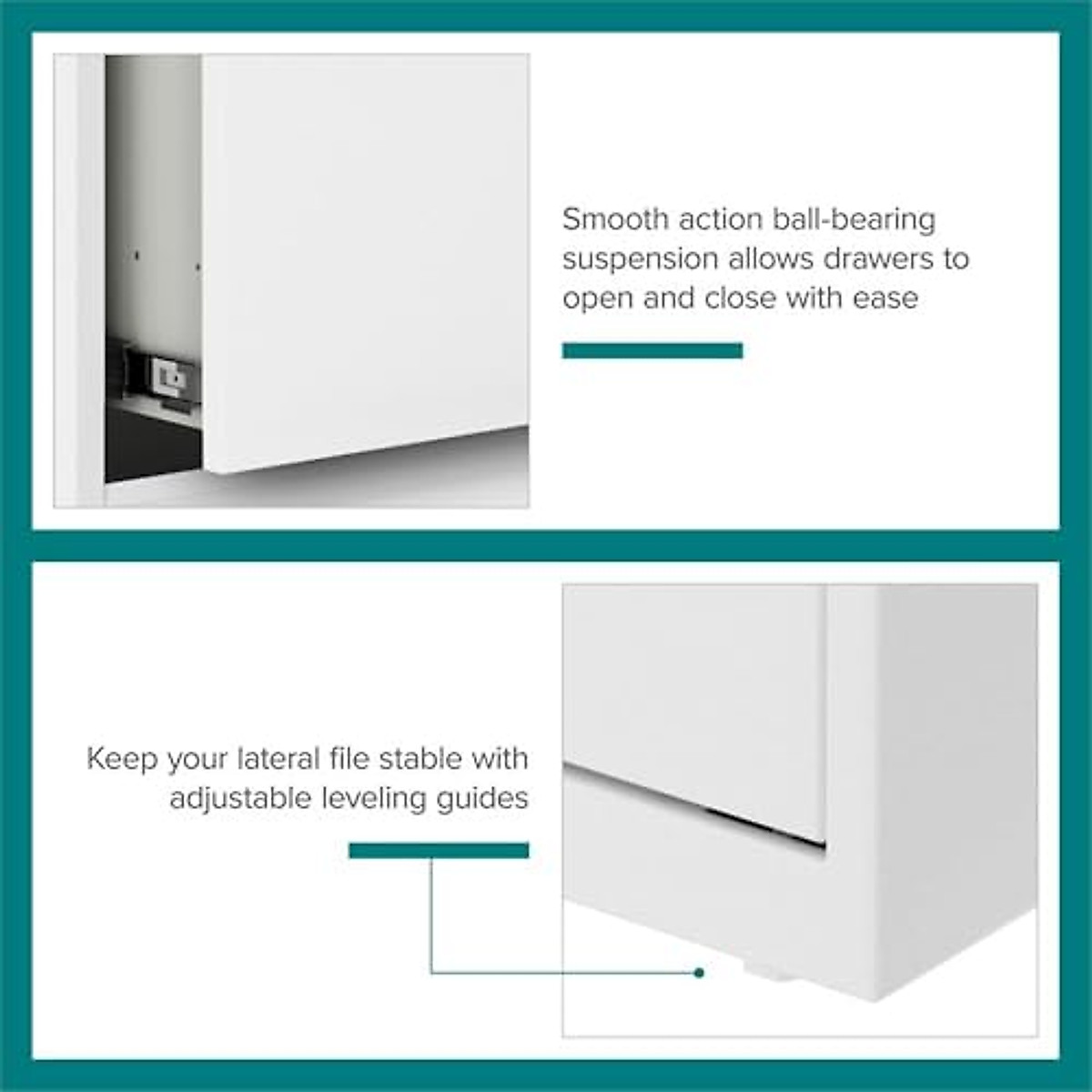 Hirsh 30" W Modern Metal Lateral File Cabinet with 2 Drawers & Secure Lock, Powder Coat, for Home/Office, in White Finish