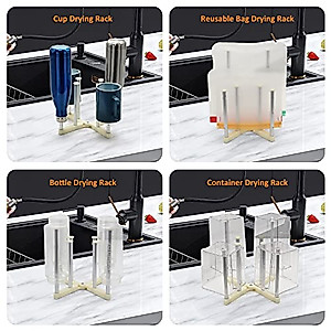 KORRTFID Reusable Storage Bag Drying Rack, Retractable Metal Bottle Drying Rack, Collapsible Cup Drying Rack, Kitchen Drying Rack, Drying Rack for Water Bottles,Mason Jars