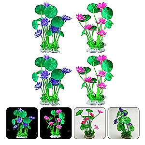 BESTOYARD Artificial Plants Artificial Plants 3pcs Flower Fish Tank Aquarium Plants Fish Tank Flower Ornament Artificial Aquarium Plants Decor 4pcs Plastic Glass Containers Glass Containers