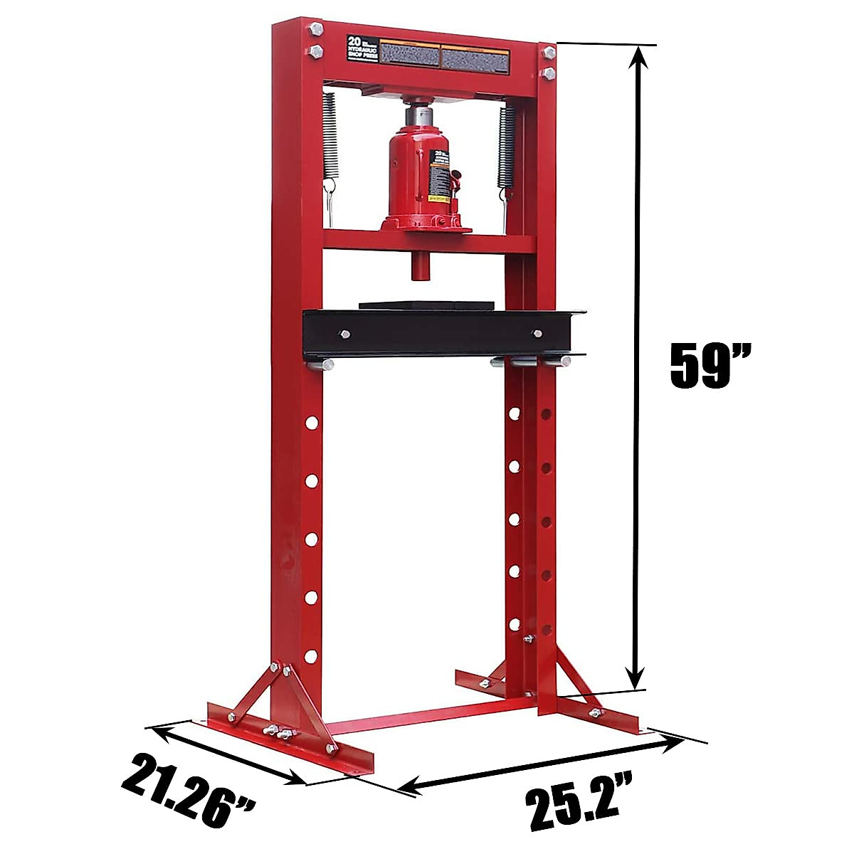 BIG RED ATY20011R Torin Steel H-Frame Hydraulic Garage/Shop Floor Press with Stamping Plates, 20 Ton (40,000 lb) Capacity, Red