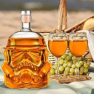 AUTIORE Whiskey Decanter 25Oz Carafe Decanter Transparent Creative Whiskey Carafe for Wine, Liquor, Scotch, Bourbon, Brandy - 750ML Flask Carefe Gift for Husband/Father/Boyfriend.