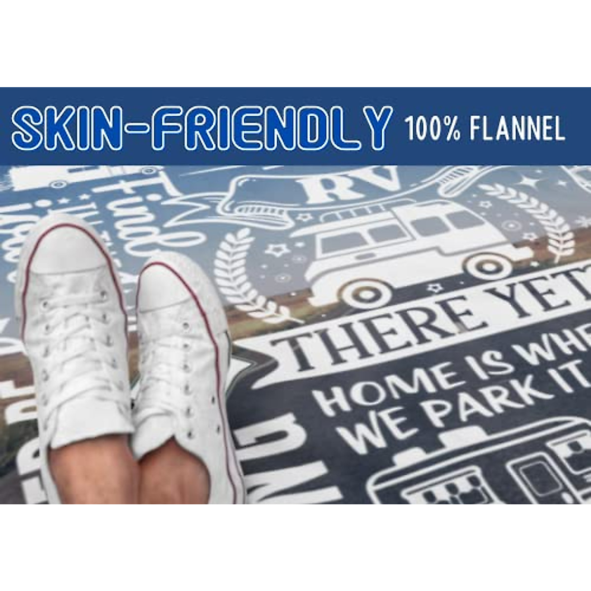 RV Gifts, RV Decorations for Inside Camper, Camping Blanket, Retro Bus Camper Decor Throw Blankets for Camp Lovers, Flannel Fleece Blankets for Campsite Outdoors RV Travel Bed Sofa Couch 65"x 50"