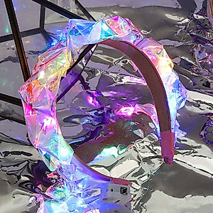 CAKURE Light Up Headband Flash Glowing Hair Band Headbands Laser Hair Hoop for Nightclub Party Costume Headwear Decoration Hair Accessories for Women and Girls