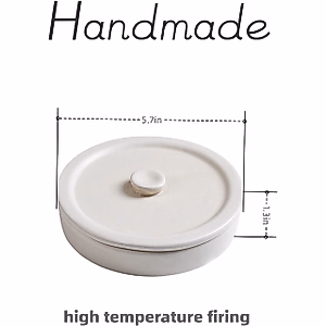 Cosnou Ceramic Margarita Salt Rimmer with Lid Set of 2 Home Bar Accessories for Seasoning - Rimmers for Drinks - Bartender Kit Tools - Bar Decor ，Sugar Salt Rimmer Plate （Hand Make）