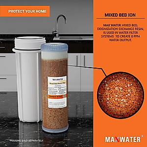 2-Pack Refillable Mixed Bed DI Resin Filter Cartridge Fits wide style 3.15" openings standard 10" size WH Filter Housings and Systems, Car Wash, Window Cleaning, Aquarium