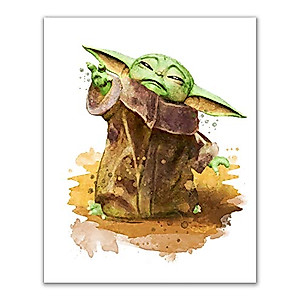 Baby Grogu Mandalorian Prints - Set of 6 (8 inches x 10 inches) Wall Art Decor Poster Photos - Star Wars TV Series Pedro Pascal & The Child Baby Yoda