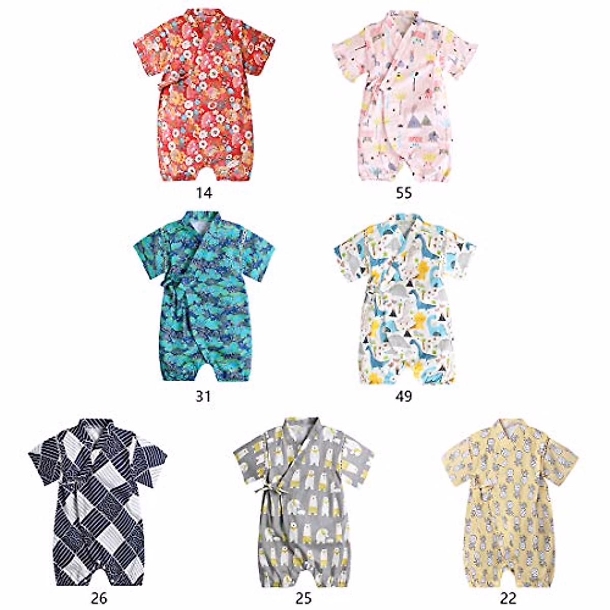 PAUBOLI Baby Japanese Kimono Robe Cotton Infant Comfy Loose Pajamas (3-9 Months, 26)