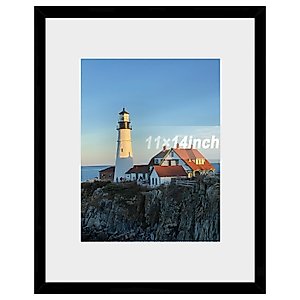 Fixwal 11x14 Picture Frame in Black, Display Pictures 8x10 with Mat or 11x14 Without Mat, Plastic Frame，Photo Frame for Wall or Tabletop Display