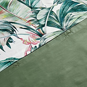 Get Bed Ready Fresh Palm Leaf Foliage Tropical Chic Plants Modern Botanical Nature Palma Bedding Verdant Greens Cotton Duvet Cover Set Boho Vibe Exotic Paradise Island Flower Tree (King, Rainforest)