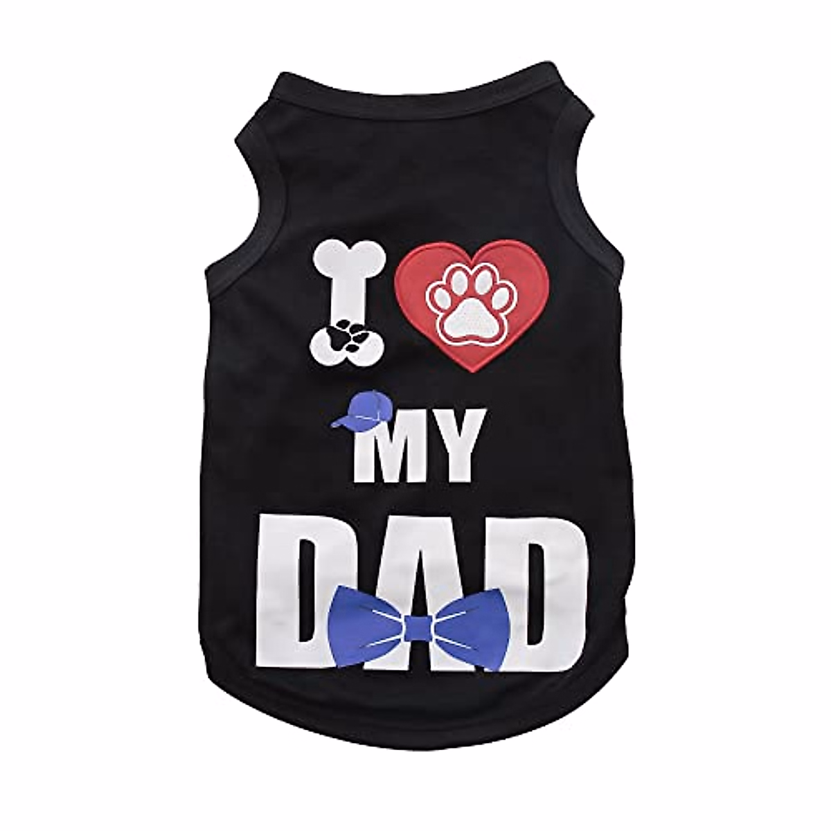 Cute Dog Shirt for Small Dogs Girl Cotton Dog T Shirts for Medium Dogs Funny Heart Embroidery I Love My Dad Patterns Breathable Puppy Tank Top Vest Tee Sleevless Black,Dog Gifts for Dog Father