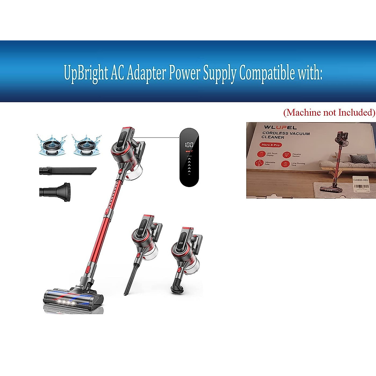 UpBright 30V AC/DC Adapter Compatible with Wlupel Hero 8 Pro 8S CJD808 Knight 8 Hero8Pro KB-H015 25.9V 2.5Ah Li-ion Battery Cordless Stick Vacuum Cleaner CZH015300050USWH 0.5A Power Supply Charger PSU