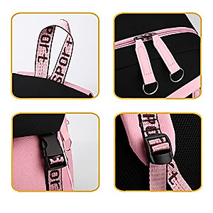 Cihuiung Cute Cool Backpack for Teens Girls, Kawaii Backpack with Kawaii Pins Accessories, Backpack Bookbag Outdoor Daypack with USB Charge Port (21 Liters, Black Pink)