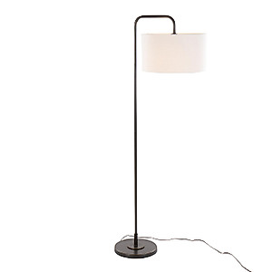 Grandview Gallery Puck 63" Contemporary Metal Floor Lamp in Oil Rubbed Bronze with Beige Linen Shade