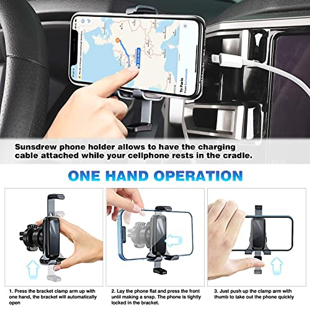 Sunsdrew Car Phone Holder Custom Fit for Ford Mustang 2015-2022 (Not for EcoBoost/Mach-E) Air Vent Cell Phone Mount for iPhone All iOS Android Smartphones