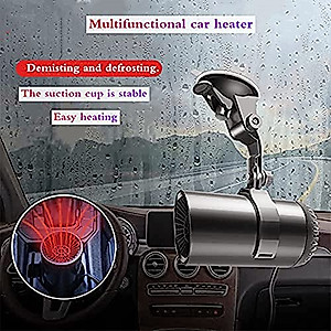 12V Portable Car Heater 150W Windshied Heater for Car Car Heater That Plugs into Cigarette Lighter  Car Defroste De-icers Fast Heating & Cooling Fan  with Suction Holder,1 Pack,Gray