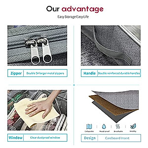 Onlyeasy Large Under Bed Shoe Storage Organizer with Strong Zippers & Handles Set of 2, Fit Total 24 Pairs, Underbed Organizers for Kids & Adults, 29.3"x23.6"x5.9", Herringbone Grey, 9MNRUBSB2P