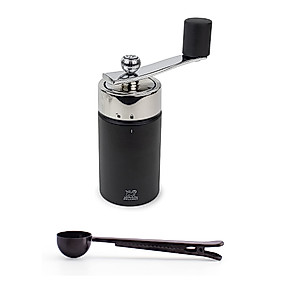 Peugeot 39639 Isen Nutmeg Mill, Wood, Black 15cm/5.9in - With Stainless Steel Spice Scoop/Bag Clip (Black)