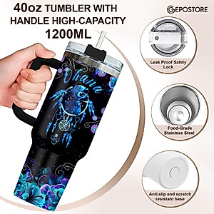 GEPOSTORE Blue Alien 40 Oz Tumbler With Lid Stainless Steel, Cute Cartoon Movie Character Tumbler, Birthday Gifts for Movie Lovers