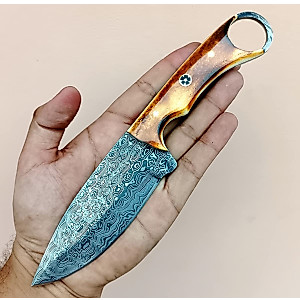 Unique Blades Damascus knife, Hunting knife with sheath, fixed blade Camping knife, Skinner knife, Hand Made Knives