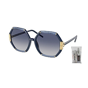 Tory Burch TY9072U 19044L 58MM Transparent Navy/Navy/Grey Blue Gradient Square Sunglasses for Women + BUNDLE With Designer iWear Eyewear Kit